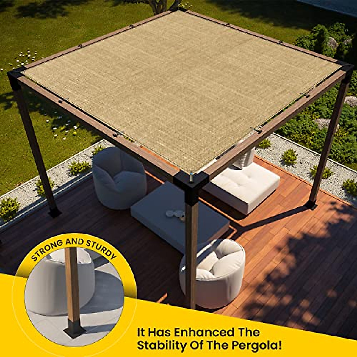 EZ Shades - DIY Pergola Brackets Kit for 4x4 Lumber, (4) Black Steel Corner Brackets and (4) Post Base,Powder Coated Pergola Hardware with Accessories. (EZFSG2)