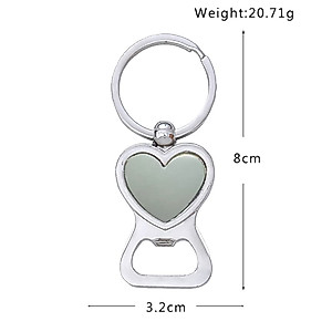 ARFUKA Bottle Opener Keychain Portable Beer Bottle Opener Key Chain Heart Pendant Keyring Beverage Bottle Opener Key Ring Gift for Men and Women