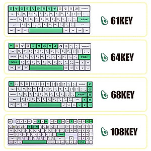 Hyekit PBT Keycaps 137 Keys Avocado Milk XDA Profile Keycaps Dye-Sublimation Japanese Keycaps Cute Keycaps Cherry Gateron MX Switches Mechanical Keyboards