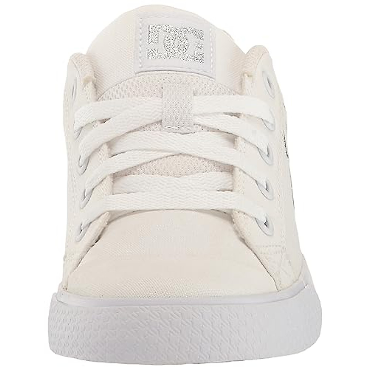 DC Women's Chelsea TX Skate Shoe, White/Silver, 8
