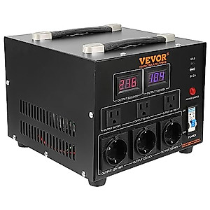 VEVOR Voltage Converter Transformer, 5000W, Heavy Duty Step Up/Down Transformer, Convert from 110 Volt to 220 Volt and from 220 Volt to 110 Volt, with US Outlet EU Outlet 5V USB Port, CE Certified