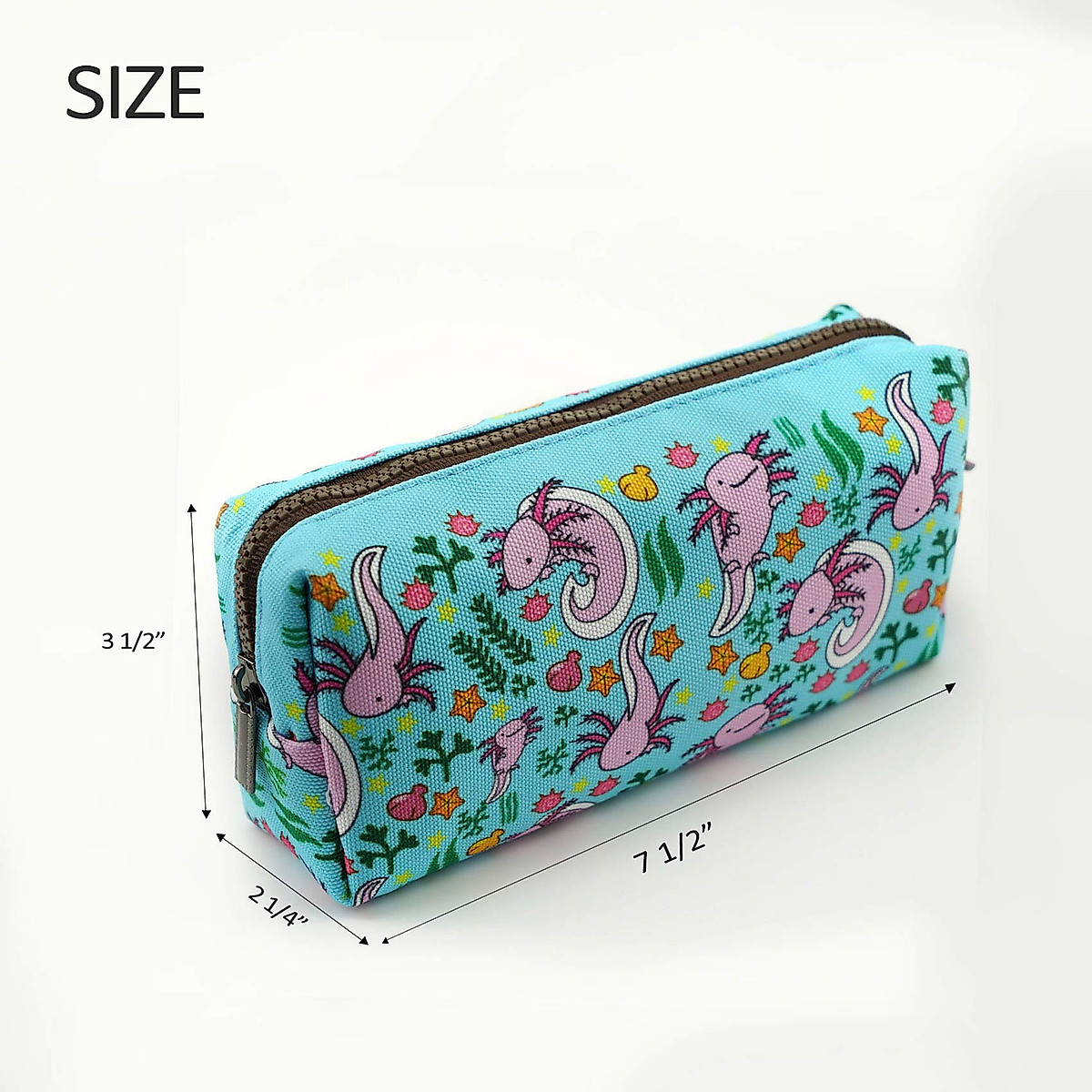 LParkin Axolotl Canvas Pencil Case Pen Bag Pouch Stationary Case Makeup Cosmetic Bag Gadget Bag Gift Kawaii Pencil Box