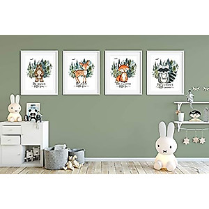 Boy Nursery Wall Decor - Baby Boy Room Decor - Woodland Nursery Decor for Boys - Boys Room Decorations for Bedroom - SET OF 4 Prints - 8x10 Each - UNFRAMED