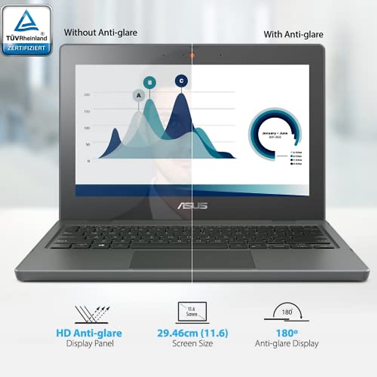 ASUS 2023 Newest Student 12" HD Anti-Glare Display, Thin & Lightweight, Intel N4500 Processor, Type-C, HDMI, Ethernet Port, 10hs Battery Life, Windows 10 Pro (4GB RAM | 256GB SSD)