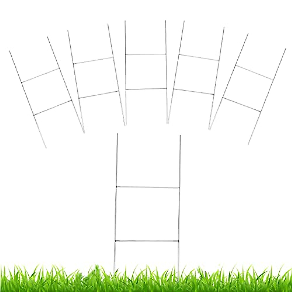 5 Pack Yard Sign Stakes Metal,18'' x 7'' H Frames Yard Stakes for Signs silver