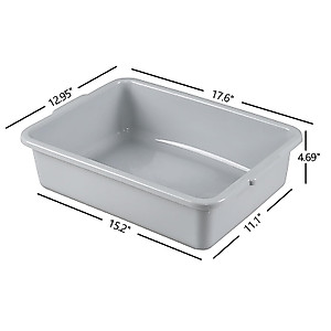 Hayixia 4-Pack 13 L Commercial Bus Tub Box, Plastic Dish Pan Tub, Grey