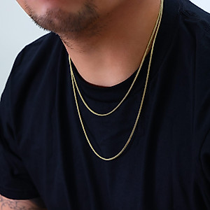 Nuragold 10k Yellow Gold 2mm Franco Chain Box Square Wheat Pendant Necklace, Mens Womens Jewelry 16" 18" 20" 22" 24" 26" 28" 30"