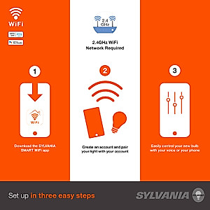 SYLVANIA Wifi LED Smart Light Bulb, 60W Equivalent Dimmable Soft White A19, Compatible with Alexa and Google Home Only - 4 Pack (75672)