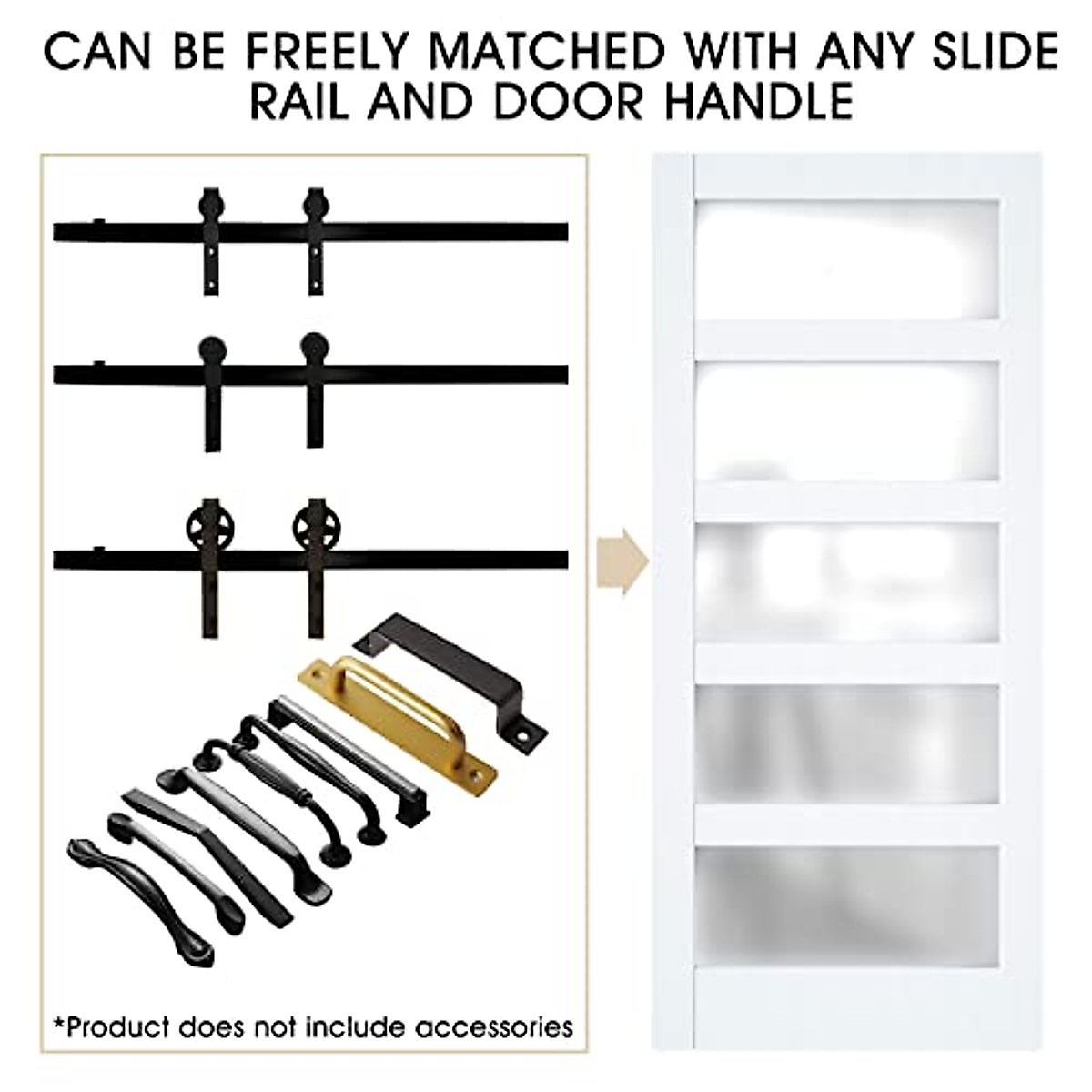 ARKHJEM Glass Sliding Barn Door 36''x84'' Sturdy Barn Door Slabs, Assembly Needed, Barn Doors for Home 5 Panel of Frosted Glass Easy Installation for Living Room Bathroom (No Hardware Include)