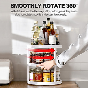 12 inch Diameter Turnable Lazy Susan Spice Rack Organizer for Large Cabinet, Kitchen Dining Table Refrigerator Bathroom Organization (Gray)