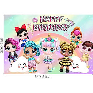 5X3FT Doll Toy Them Backdrop Happy Birthday Photo Photography Backdrops Dolls Girls Birthday Party Background Newborn Baby Shower Banner