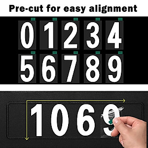 Mailbox Numbers, 5 Sets 4 Inch Mailbox Numbers for Outside, Modern Number Mailbox Stickers, Vinyl Reflective Mailbox Numbers, Strong Adhesive Numbers for Mailbox, Reflective Numbers for Mailbox with Sticky Tabs for Easy Backing Peeling