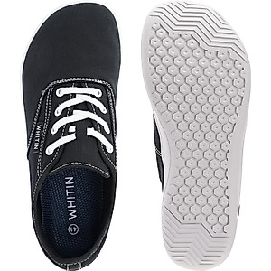 WHITIN Womens Canvas Minimalist Barefoot Sneakers Extra Wide Toe Box Zero Drop Sole Shoes Width Fit Minimus Size 6.5 6.5W Sport Trainer Fitness Black 37