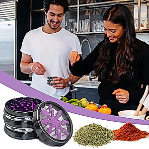 Grinder, 2.5 Inch Spice Grinder, Aluminium Alloy Manual Grinder (Black+Purple)
