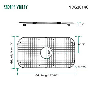 Serene Valley Sink Bottom Grid 27-1/2" x 14-1/4", Centered Drain with Corner Radius 3-1/2", NDG2814C