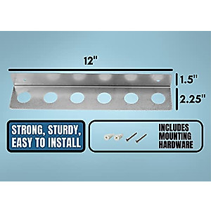 Deco Gables Designs Golf Ball Holder Display Rack Shelf Hanging Brushed Stainless Steel Wall Mount Durable Polished Solid Metal Home or Office with Mounting Hardware 12 Inches Wide Holds 6