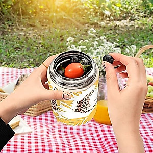 CUPADA Tropical Jungle Leopards Food Jar for Hot and Cold, Insulated Food Jars Vacuum 17OZ with Folding Spoon for Work Trip Picnic Camping