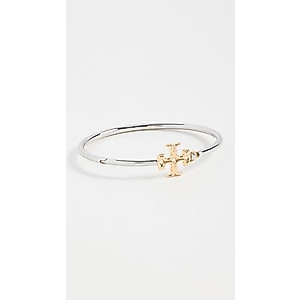 Tory Burch Women's Eleanor Hinged Cuff, Tory Silver/Tory Gold, One Size