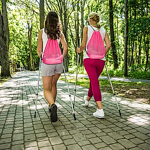 Frienda Mesh Drawstring Backpack Bag Multifunction Mesh Bag for Swimming, Gym, Clothes (Fluorescent Pink)