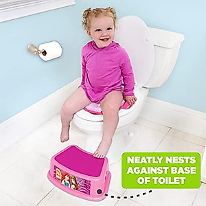 Disney Princess "Royal Debut" Bathroom Step Stool for Kids Using The Toilet and Sink, Pink, 14.5 x 10.25 x 5.25 inches