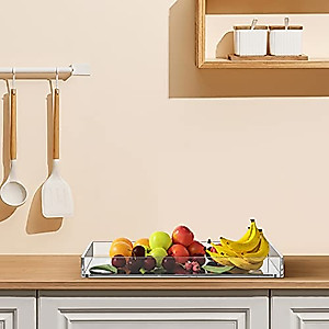 HeyMoonTong Vanity Bathroom Tray for Counter - Large Clear Acrylic Versatile Organizer for Toiletries, Cosmetics, Perfume, Candle, Tissues and Other Small Items