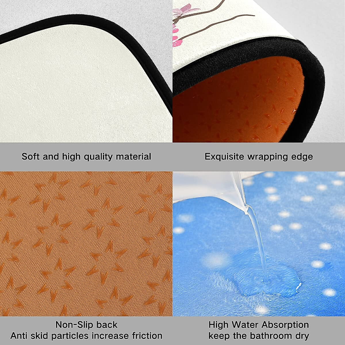 ALAZA Cherry Blossom Flower Blossom Floral Non Slip Kitchen Floor Mat Set of 2 Piece Kitchen Rug 47 x 20 inches + 28 x 20 inches for Entryway Hallway Bathroom Living Roo