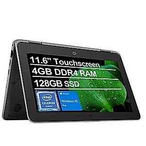 HP ProBook x360 11 EE G3 2-in-1 11.6-inch Touchscreen Laptop PC (Intel Quad Core Celeron N4100 Processor, 4GB RAM,128GB Solid State Drive, Bluetooth, HDMI, Webcam, WiFi, Windows 10 Pro) (Renewed)