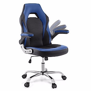 Gaming Office Chairs - Ergonomic Computer Gamer Chairs, Adjustable Height & Swivel, Padded Armrest & Lumbar Support Mid Back Leather Office Desk Chair