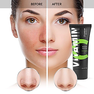 Peel Off Face Mask Charcoal Organic Bamboo with Vitamin C Blackhead Remover Mask, Activated Charcoal Face Mask Skincare Dark Spot Remover for Men and Women, Blackhead Extractor Acne Mask 2.7 oz 80 g