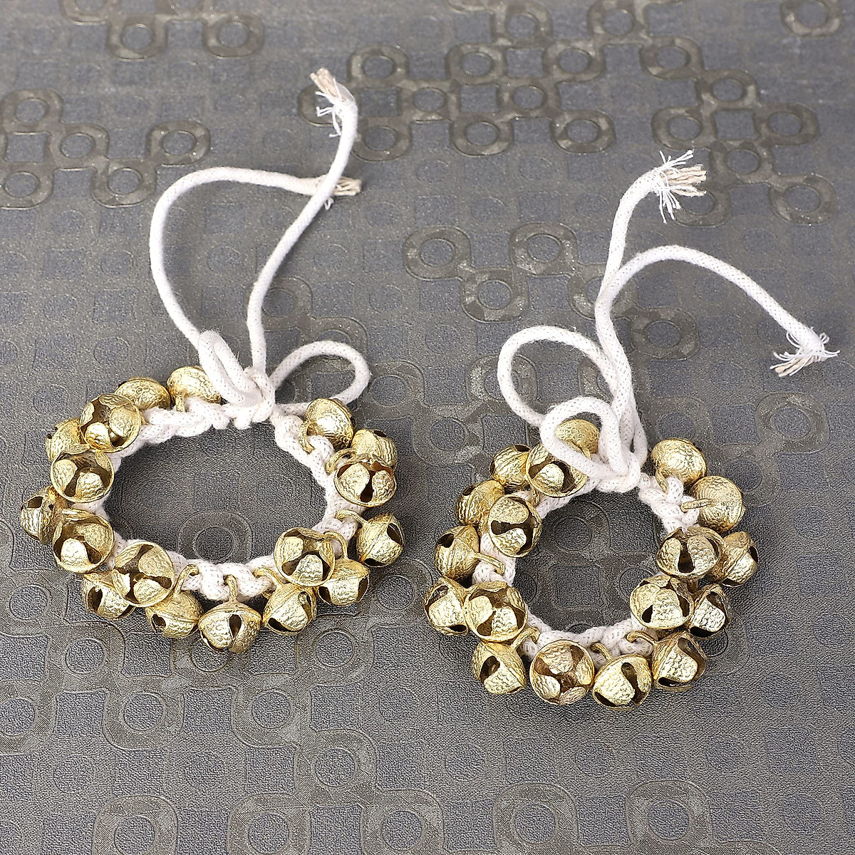 HANDTECHINDIA Kathak Dancing Ghungroo Bells Anklet Musical Instrument Anklet Bracelet Belly Dance Vintage Style Feet Jewelry Ghungroo Brass Bells from India (36 Bells)