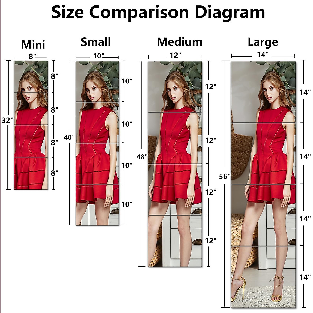 Shatterproof Full Length Mirror, Unbreakable Mirror for Wall, Full Body Mirror for Kids, Thick 0.1",4Pcs 12"x12", Made of Frameless Plexiglass Acrylic Plastic, Wall Mounted for Home Gym, Bathroom Door