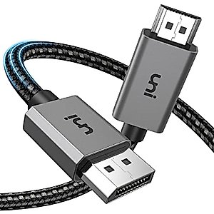 uni DisplayPort to HDMI 4K Cable 6.6FT, High Speed(1440P@60Hz 1080P@120Hz) Unidirectional DP to HDMI Cable Cord [Aluminum Shell, Nylon Braid] Compatible with HP, DELL, GPU, AMD, NVIDIA etc.