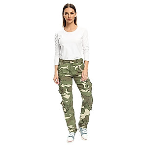 Mesinsefra Womens Cargo Pants with Pockets Outdoor Casual Ripstop Camo Military Combat Construction Work Pants Camo 34-10