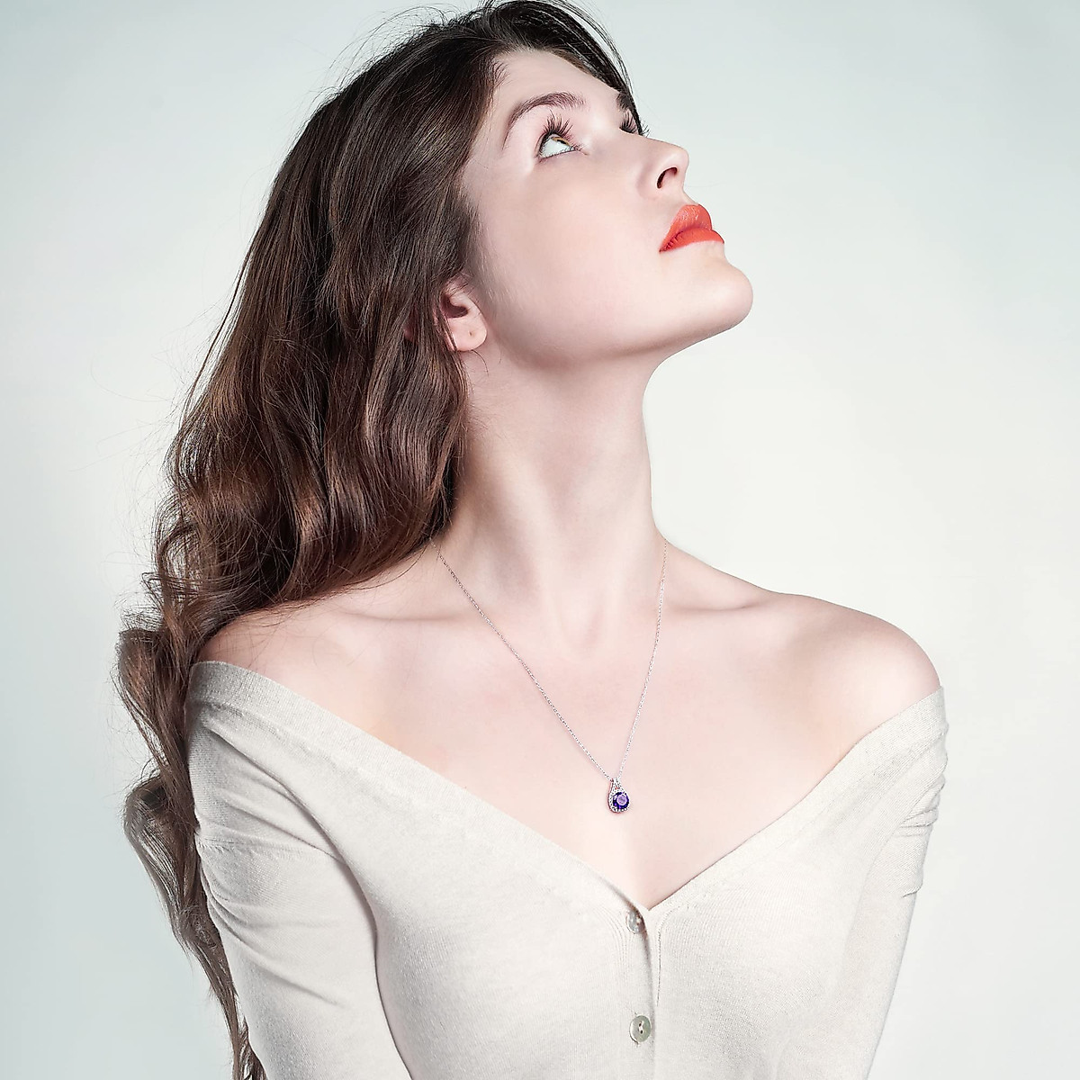 IEFRICH Valentines Day Gifts - Birthstone Amethyst Necklace for Women - Purple Amethyst Jewelry for Wife or Girlfriend