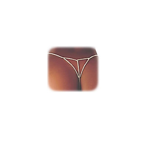 Sexy Rhinestone Thong Panties Underwear Crystal Panties G-string Summer Beach Belly Waist Chain Bikini Rhinestone Waist Body Chain for Women Body Jewelry (Silver)