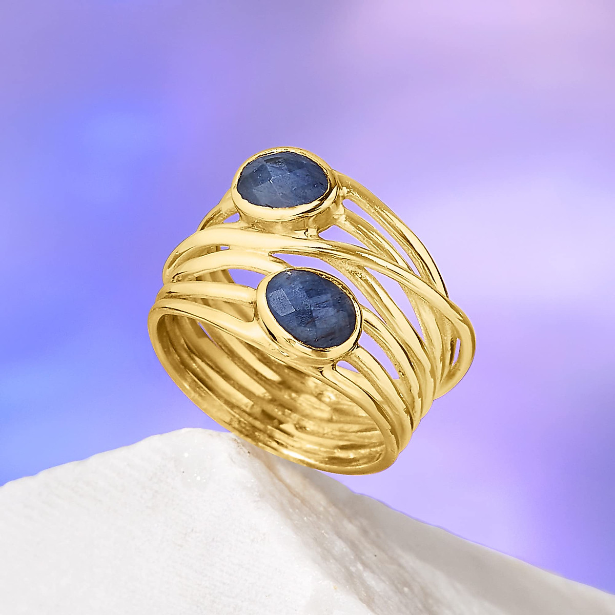 Ross-Simons Gemstone Highway Ring in 18kt Gold Over Sterling