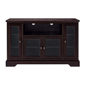 Walker Edison Traditional Wood Universal TV Stand for TV's up to 58" Flat Screen Living Room Entertainment Center, 52 Inch, Espresso Brown