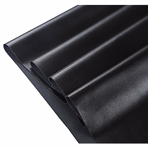 Picheng Vinyl Faux Leather Sheets: Black Smooth Faux Leather Fabric Waterproof 54" x 36" Vinyl Upholstery Leather Soft Synthetic for Upholstery Car, Bags,DIY Crafts (Black)
