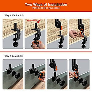 Svcouok 24W Desk Lamps for Home Office - Bright Tall Desk Lamp with Clamp 3 Color Dimmable Architect Desk Lamp Office Lights for Desk Monitor Studio Reading