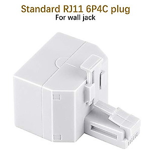 Uvital RJ11 Plug 1 to 2 Dual Phone Line Splitter Wall Jack Split into Two Modular Converter Adapter