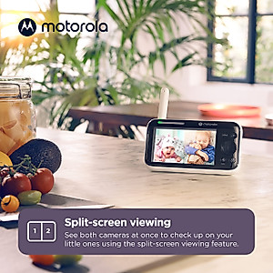 Motorola Video Baby Monitor PIP1500-5" Screen, WiFi, 2 Cameras - Wall Mount, Smart Phone Nursery App, 1000ft Range, Two-Way Audio, Split-Screen, Digital Pan-Tilt-Zoom, Room Temp, Lullabies