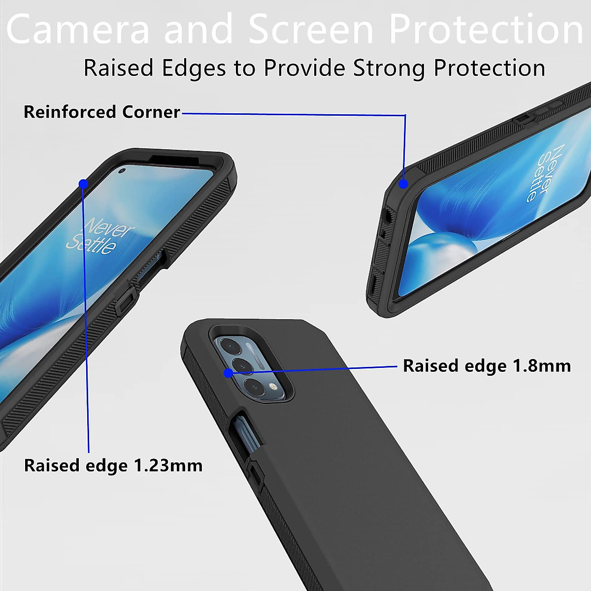 TIOZOLY for Oneplus Nord N200 5G Case, Heavy Duty Protective Case Dustproof Shockproof Protection 3 in 1 Rugged Phone Cover for Oneplus Nord N200 5G (Black)