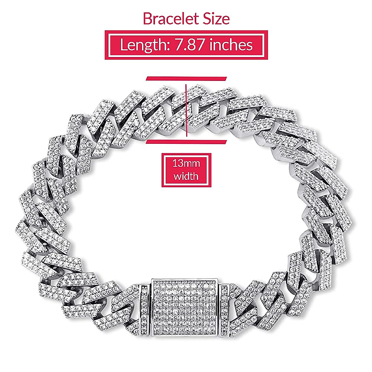 Emesly Solid Miami Cuban Link Chain Gold/Silver Necklace (16, 18, 20, 22, 24, 30 Inches Length); Hip Hop Bracelet (7.87" Length) for Men & Women; Perfect Iced Out Bling Jewelry Gift, Metal, not known,