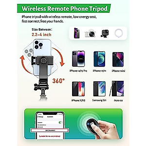 Nineigh Tripod for Cell Phone, 76" Phone Tripod with Gooseneck & Remote, Selfie Stick Portable Tripods Video Recording Photo Vlog, Compatible with iPhone Plus Cellphone Camera