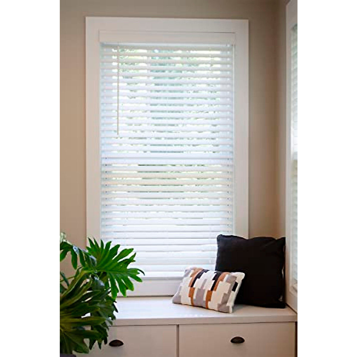 Lumino 2-inch Contemporary Faux Wood Cordless Room Darkening Blind for Windows - Starting at $19.97 - (Over 900 Custom Sizes) Window Blinds Cordless, White - 18" W x 36" H