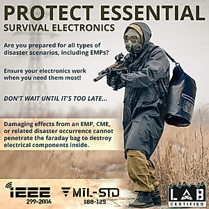 Mission Darkness Dry Shield Faraday Tote 15L // Waterproof Dry Bag for Electronic Device Security & Transport // Signal Blocking, Anti-Tracking, EMP & CME Shield, Data Privacy for Mobile Devices