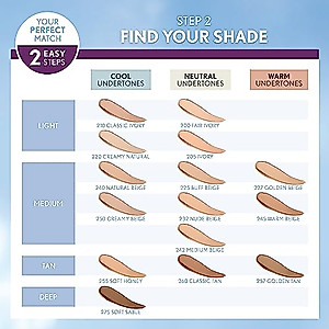 CoverGirl & Olay Simply Ageless 3-in-1 Liquid Foundation, Matte Finish, Hyaluronic & Vitamin C Formula, Cruelty Free, Creamy Beige, 1 Count