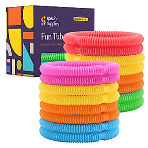 Special Supplies Fun Pull and Stretch Tubes for Kids - Pop, Bend, Build, and Connect Toy, Provide Tactile and Auditory Sensory Play, Colorful, Heavy-Duty Plastic (30)