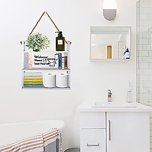 Bathroom Shelves Over Toilet, 3 Tier Toilet Top Organizer Wall Wooden Hanging Shelf for Bathroom Organizer Toilet Paper Holder Storage, Bottles Organizer, Restroom Organiser Rack (Seat&Bath)