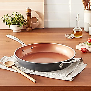 Gotham Steel 14” Nonstick Frying Pan with Ultra Durable Mineral and Diamond Triple Coated Surface, Family Sized XL Skillet with Stainless Steel Stay Cool & Helper Handle, Oven and Dishwasher Safe